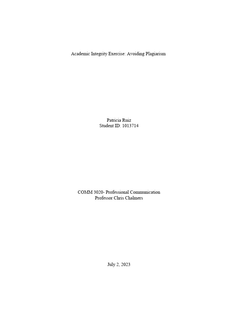 Academic Integrity Exercise | PDF