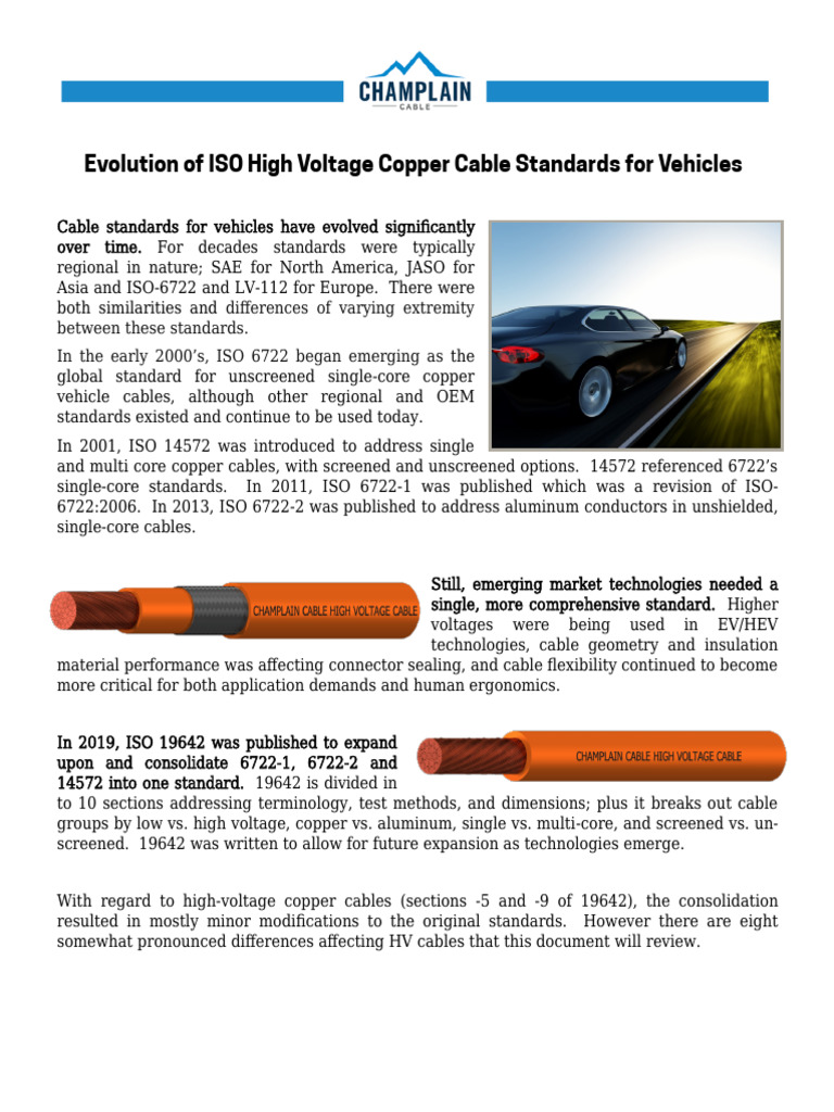 Evolution of ISO High Voltage Cable Standards | PDF | Electrical ...