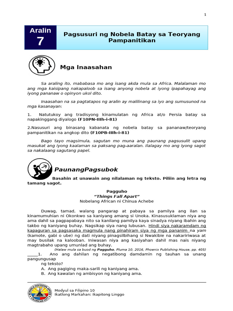 Filipino 10 Q3 Week 7 | PDF
