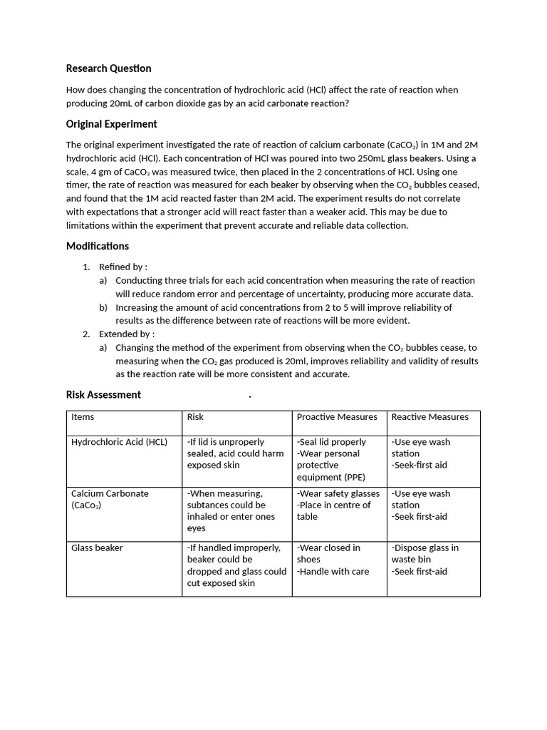 Chemistry Student Experiment | PDF