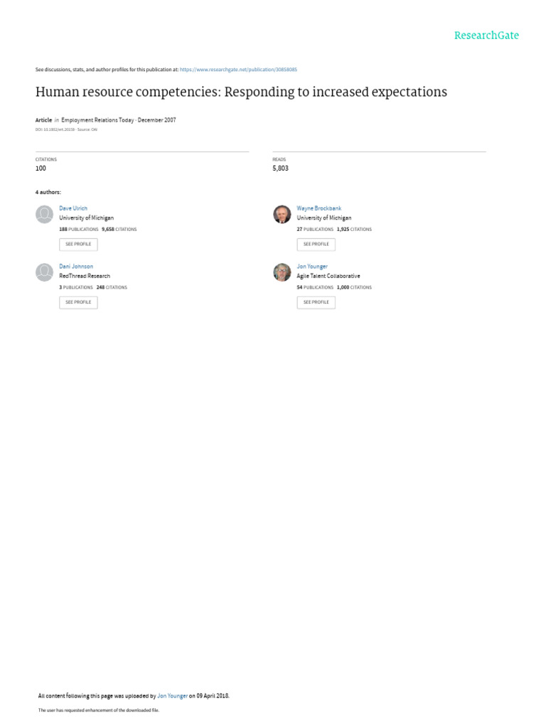 Ulrich - HR Competencies (2007) | PDF