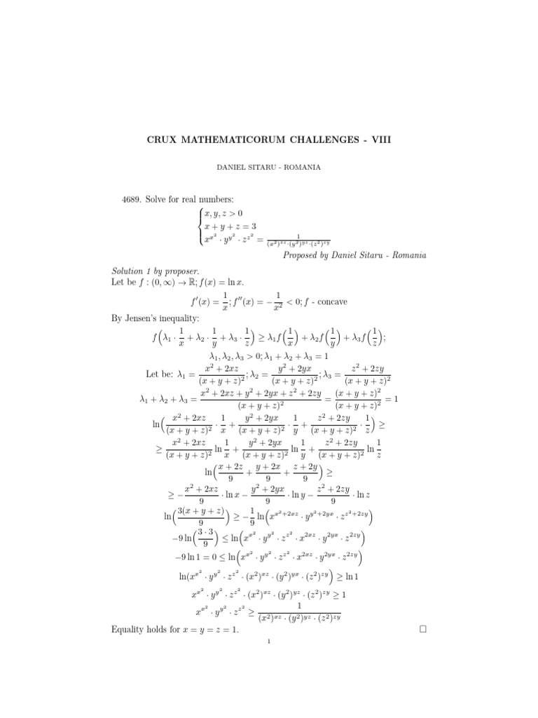 Crux Mathematicorum Challenges Viii | PDF