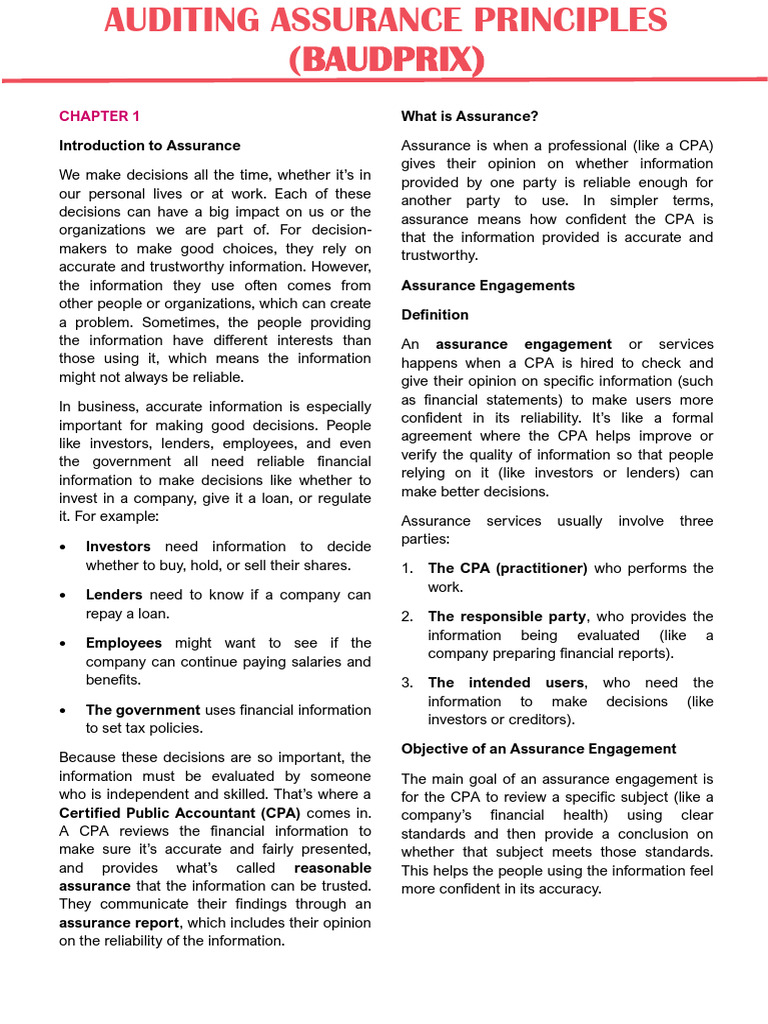 Auditing Assurance Principle Reviewer Midterm | PDF