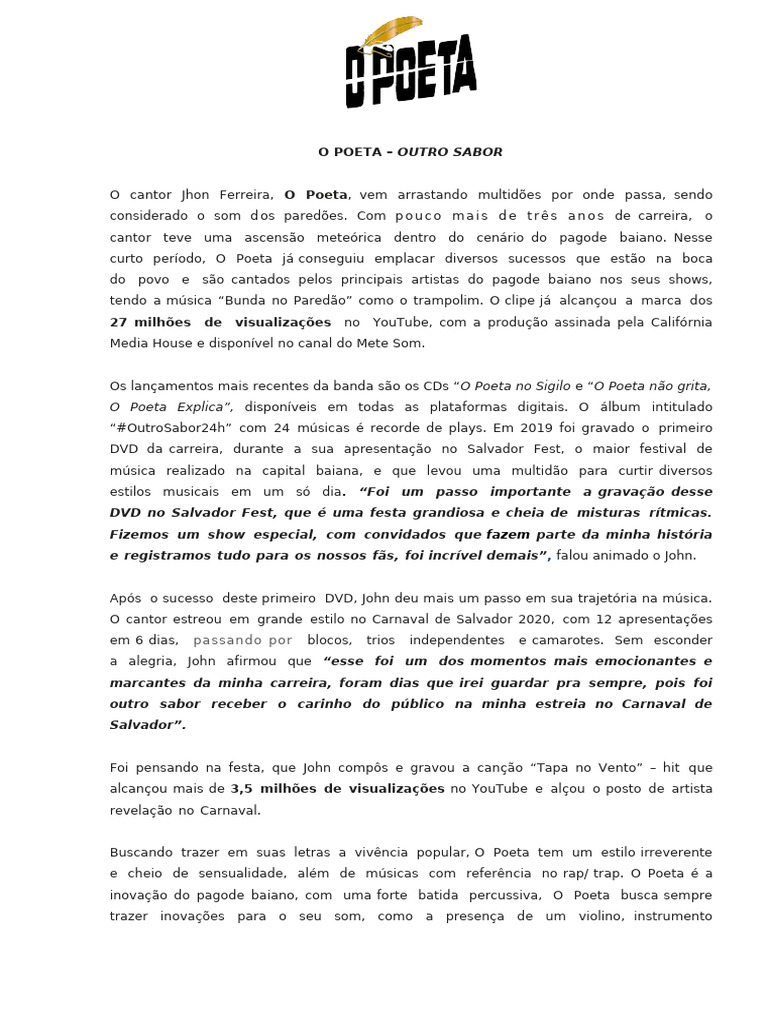 Release - o Poeta | PDF