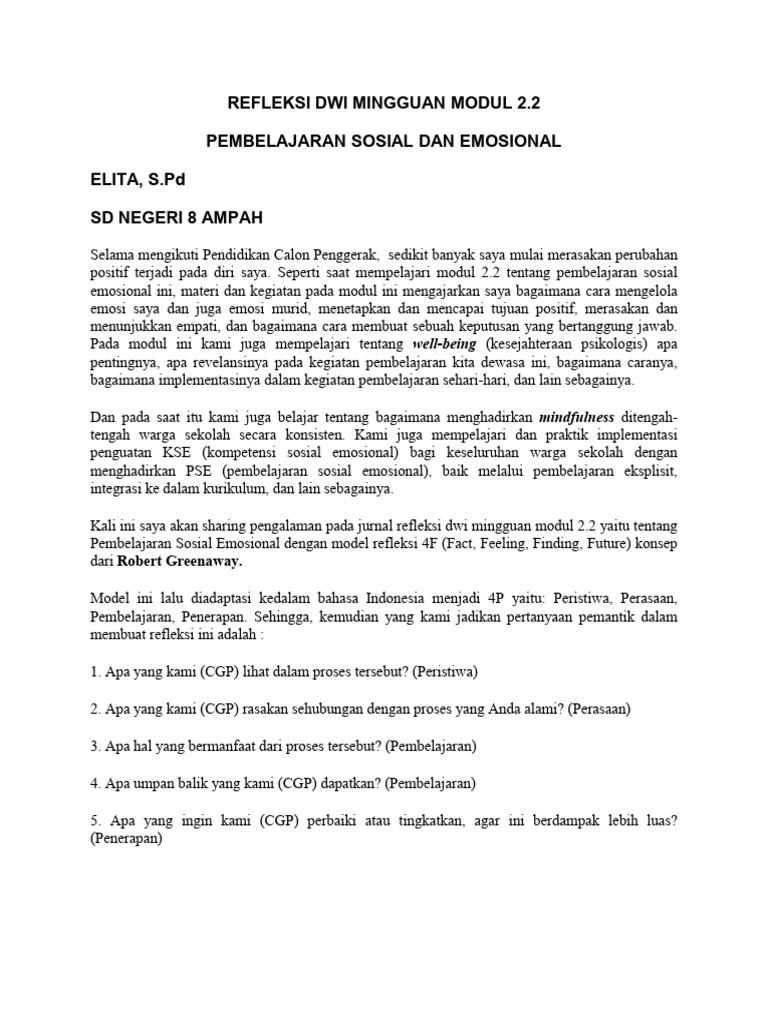 Refleksi Dwi Mingguan Modul 2 2 - Elita | PDF