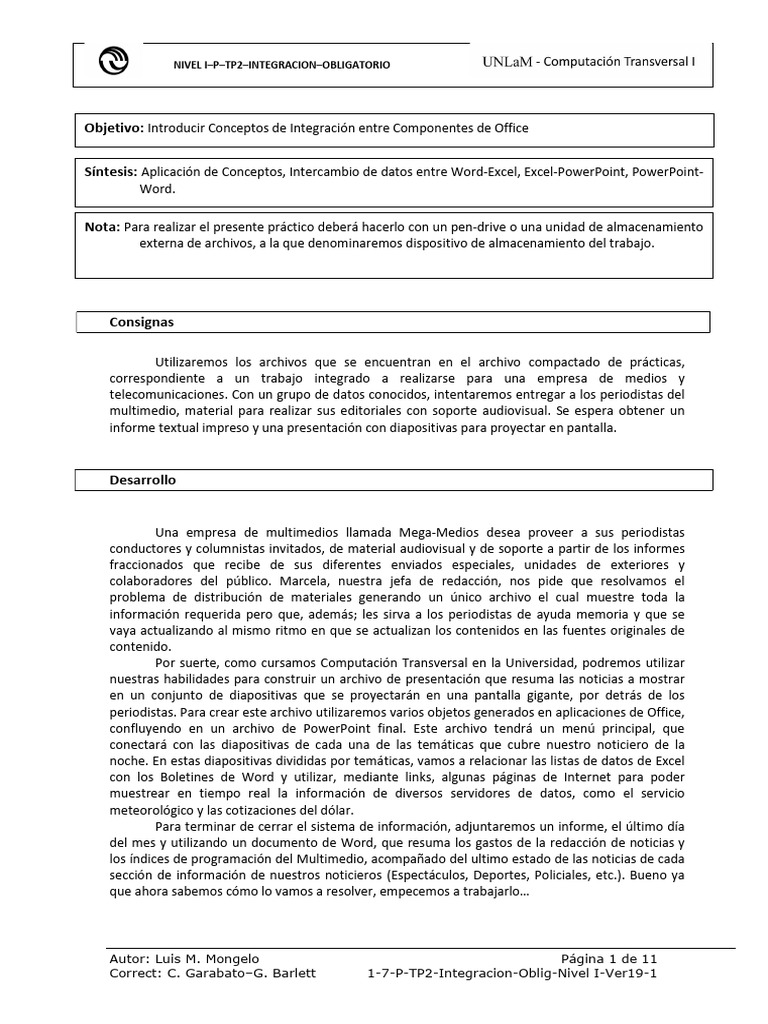 1-7-P-TP2-Integracion-Oblig-Nivel I-Ver19-1 | PDF
