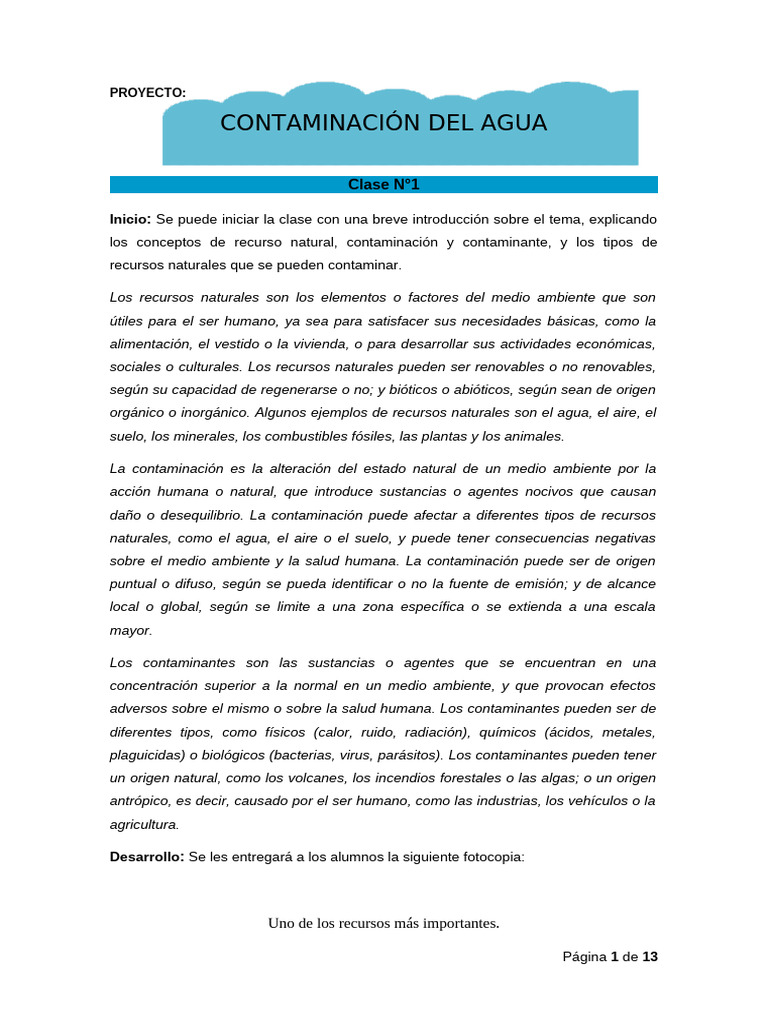 Proyecto - Contaminación Del AGUA | PDF