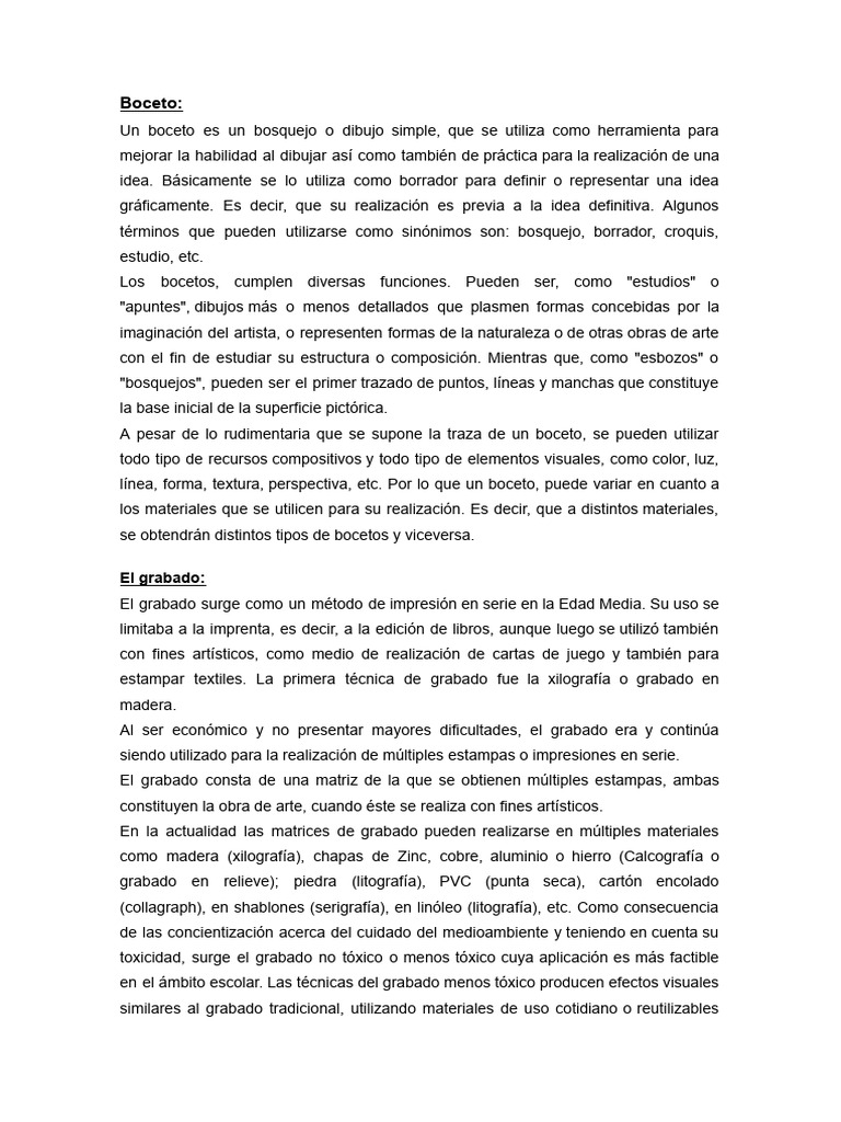 Grabado Apunte Completo. Boceto y Grabado.docx | PDF