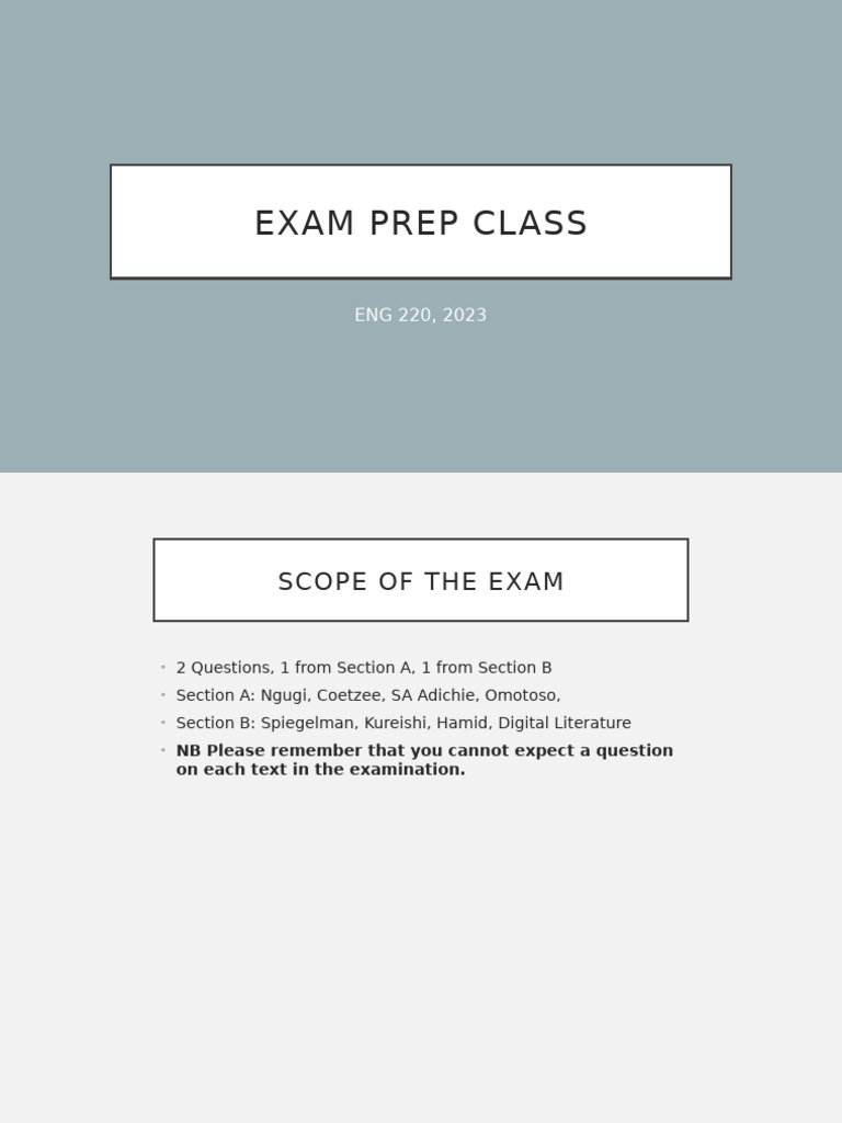 Exam Prep Class - 2023.Pptx 2 | PDF