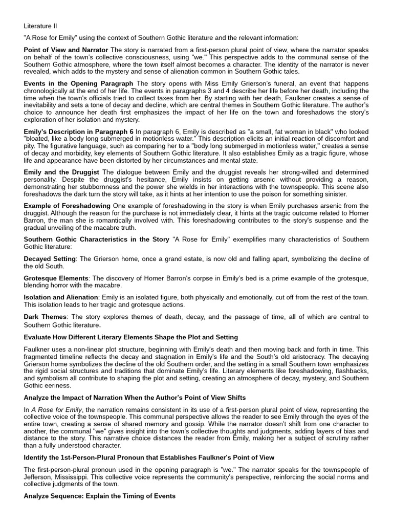 a rose for emily answers | PDF