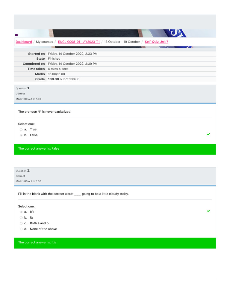Self Quiz Unit 7 Attempt Review Pdf Learning Self Improvement