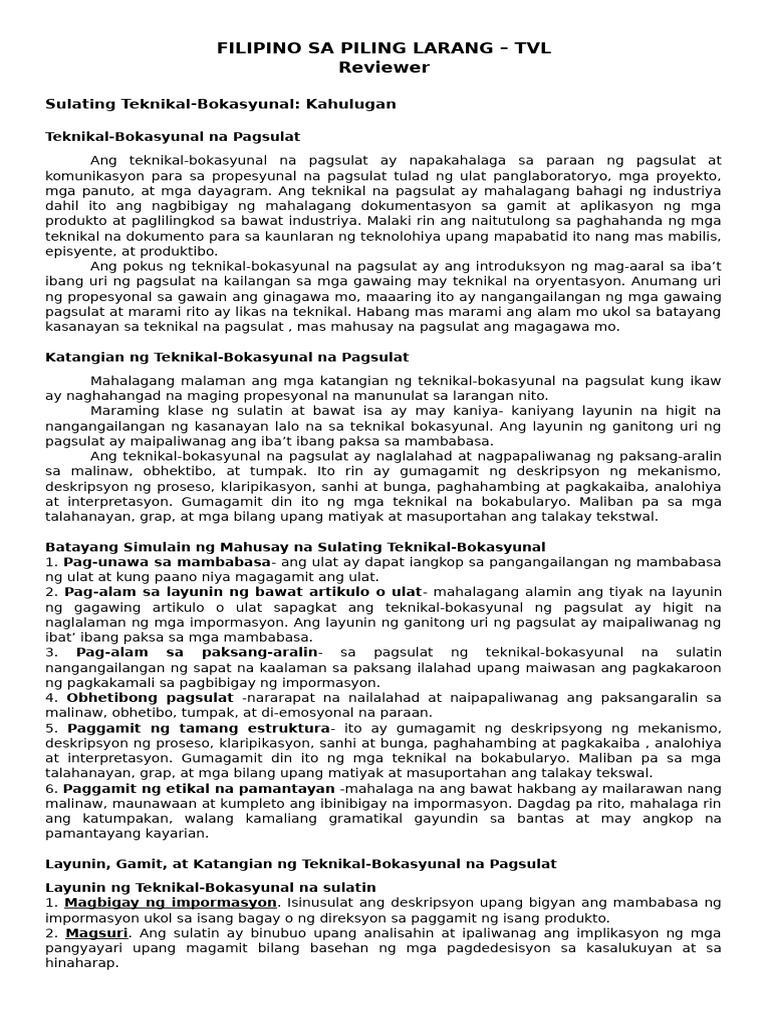 FPL TVL Q3 Reviewer | PDF