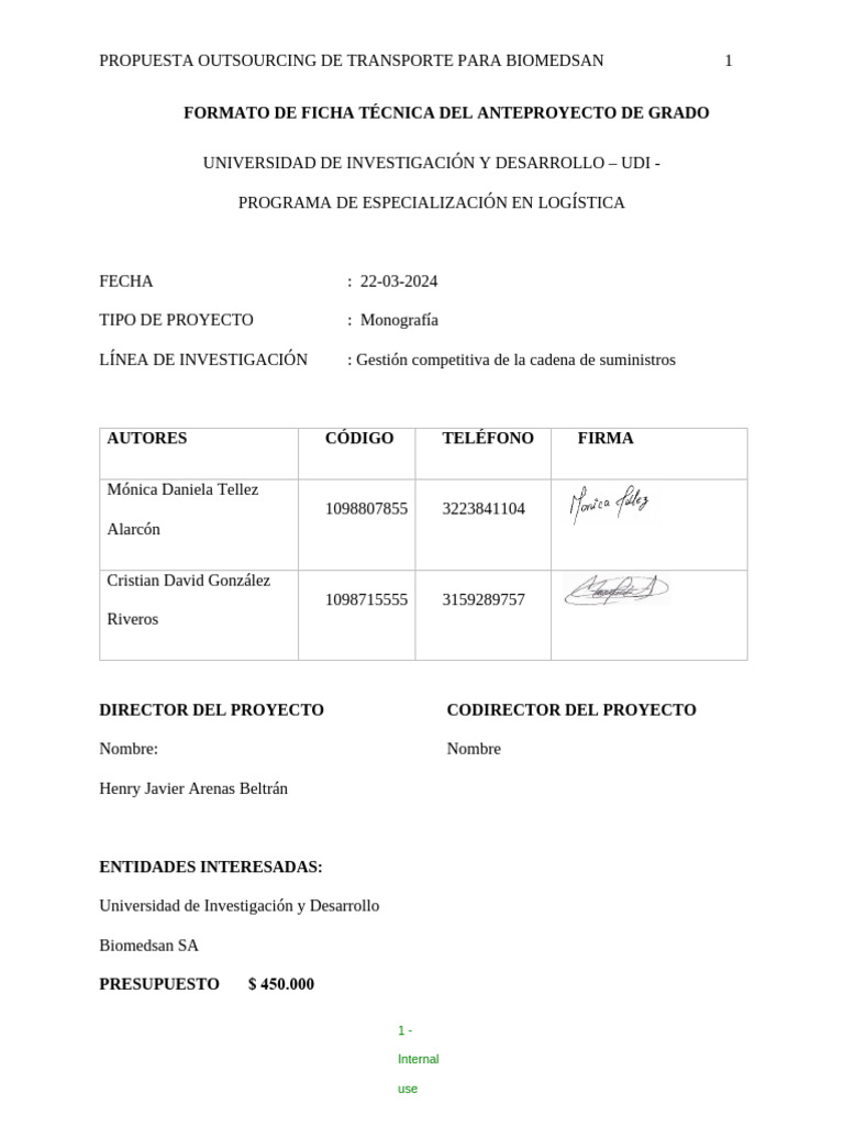 Anteproyecto - Daniela Tellez - Cristian Gonzalez - Final Aptobado | PDF