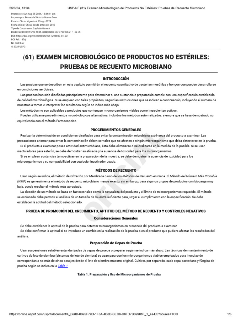 USP-NF 〈61〉 Examen Microbiológico de Productos No Estériles_ Pruebas de ...