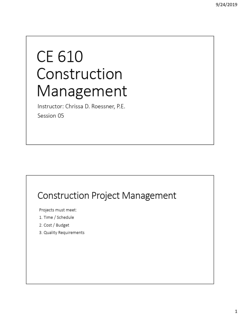 CE+610 Week 05 Contractor Personnel | PDF | Carpentry | Technology ...