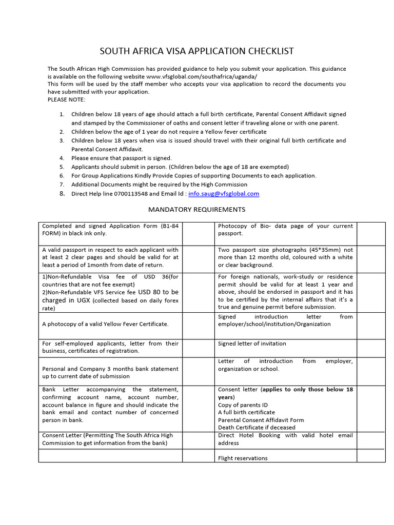 Application Visa Checklist 090416 | PDF
