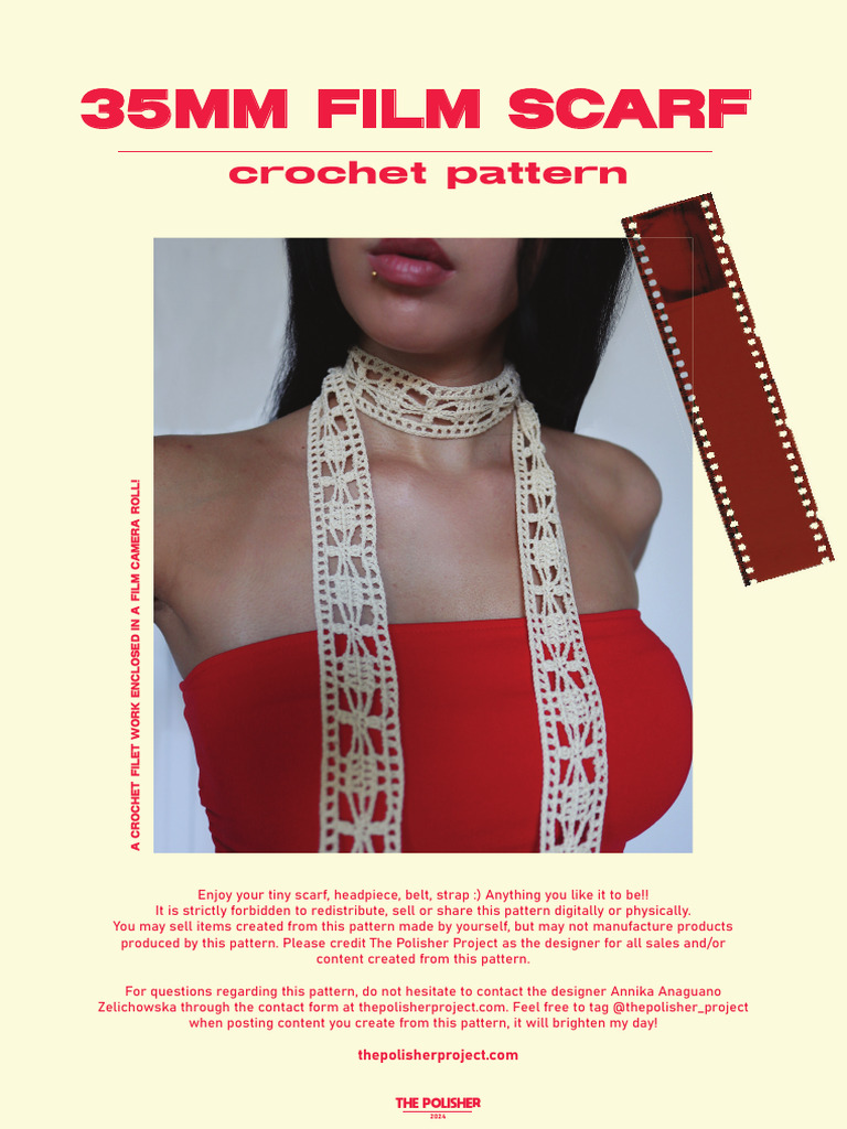 Film-Roll Scarf Crochet Pattern | PDF | Crochet | Needlework