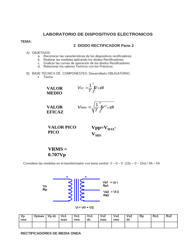 .Lab DIODO RECTIFICADOR - 2 | PDF