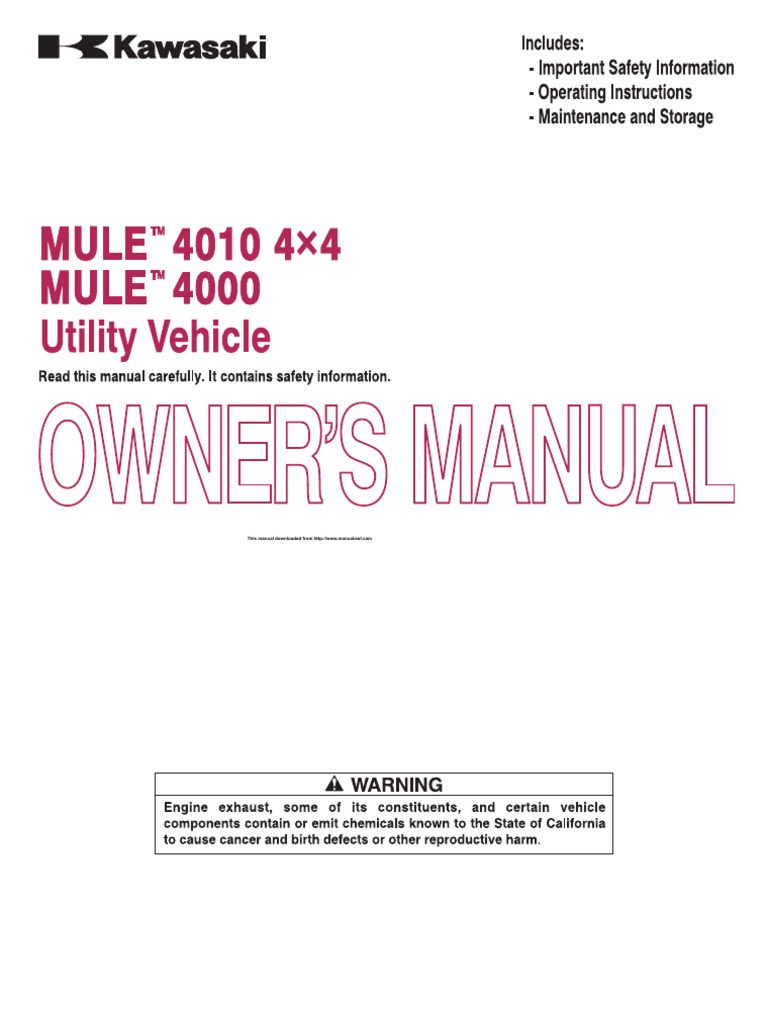 Kawasaki Mule 4010 Manual | PDF