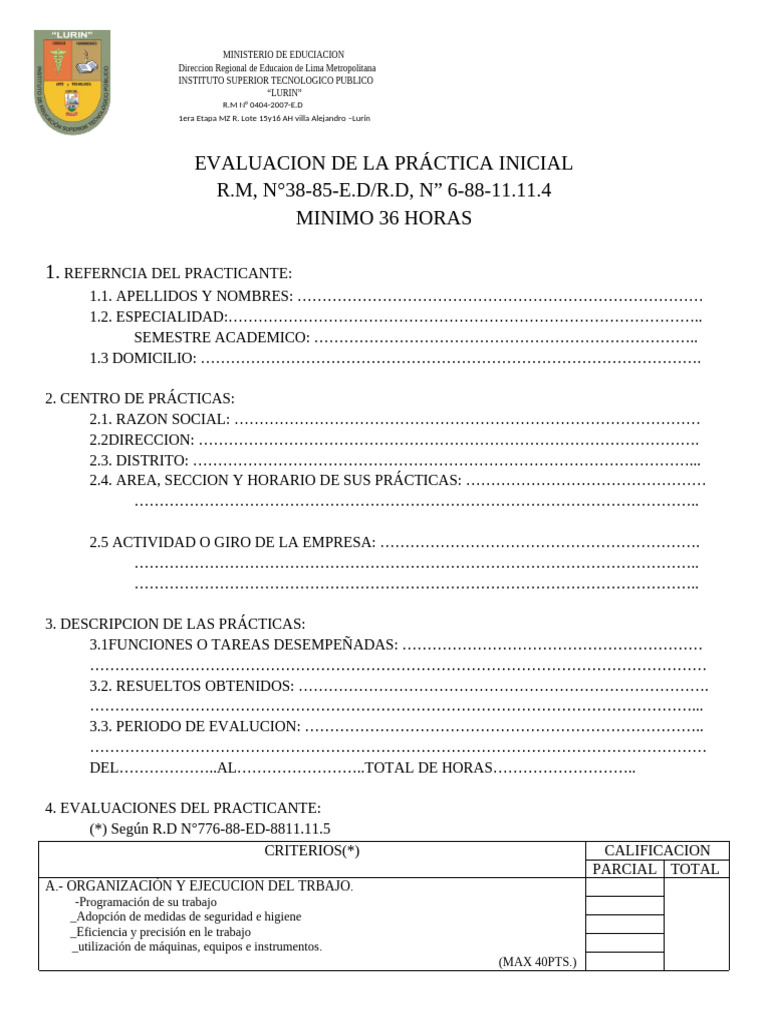 Ficha de Practica Profesional | PDF