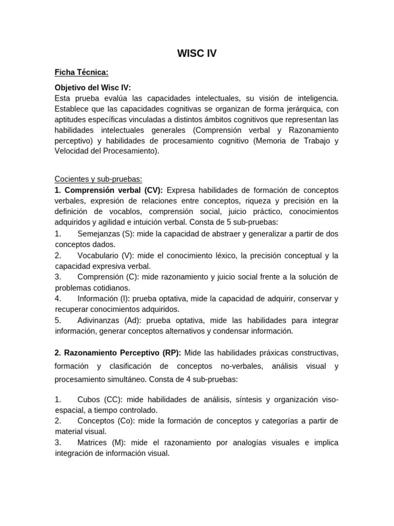WISC IV | PDF