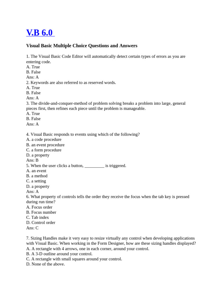 Possible Questions | PDF