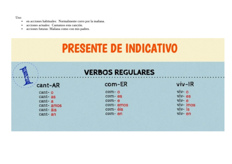 Verbos regulares en presente | PDF