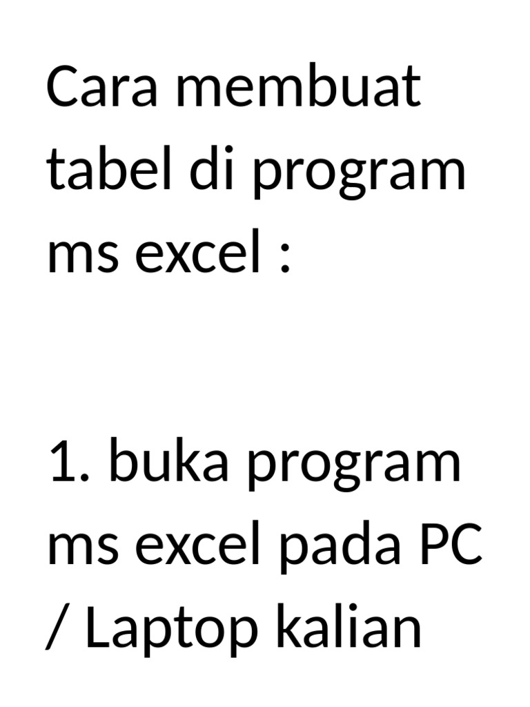 Cara Membuat Tabel Di Program Ms Excel | PDF