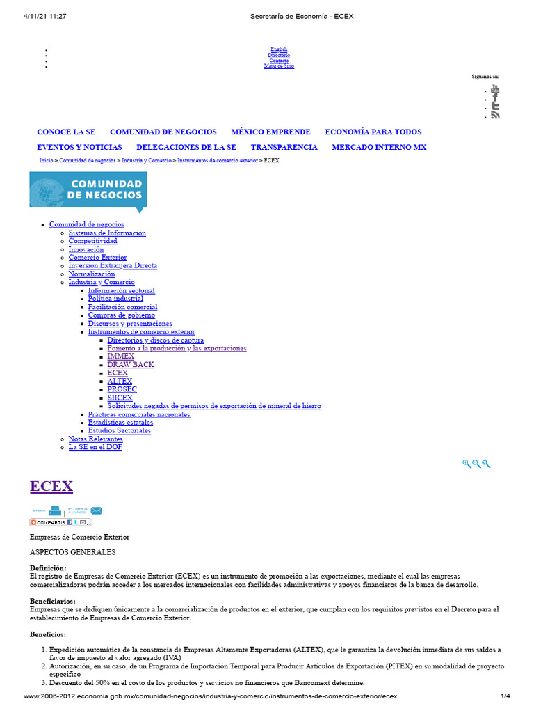 Secretaría de Economía - ECEX | PDF