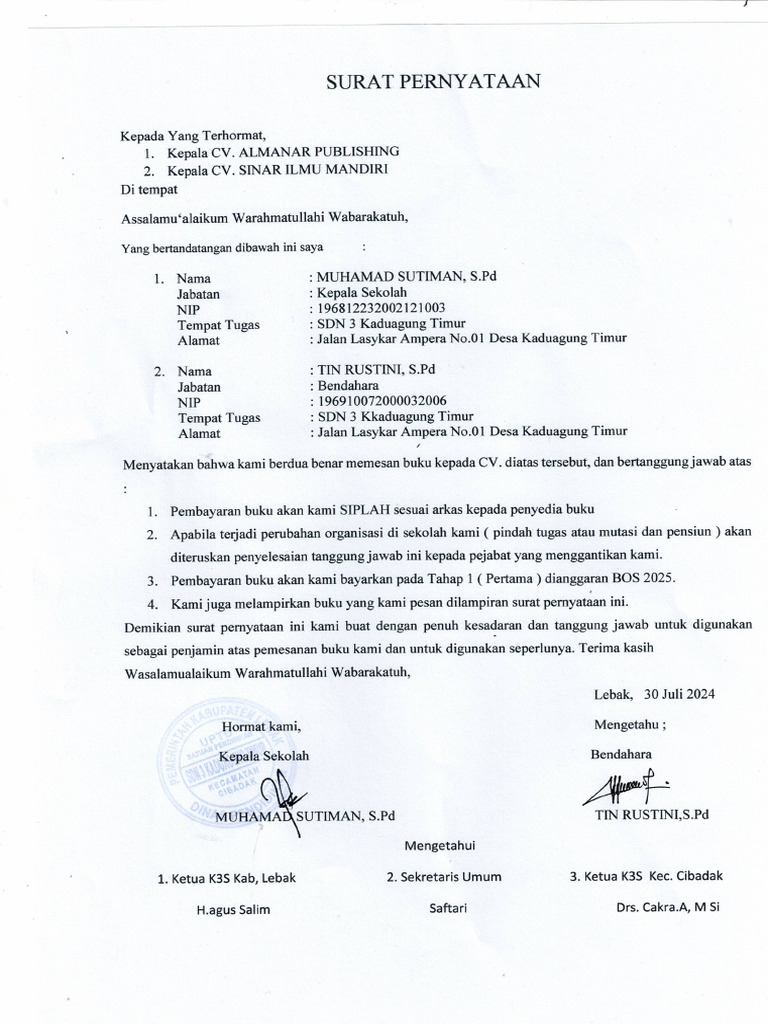 PESANAN BUKU SDN 3 KADUAGUNG TIMUR KDT | PDF