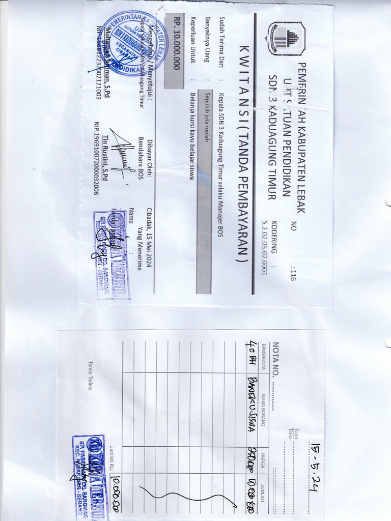 SCAN KWITANSI MODAL BANGKU KFT | PDF