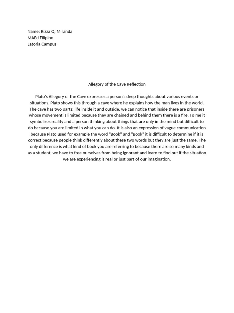 Allegory of The Cave Reflection | PDF