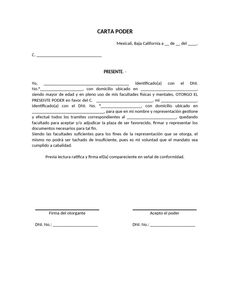 Ejemplo de Carta Poder para Trámites | PDF | Derecho