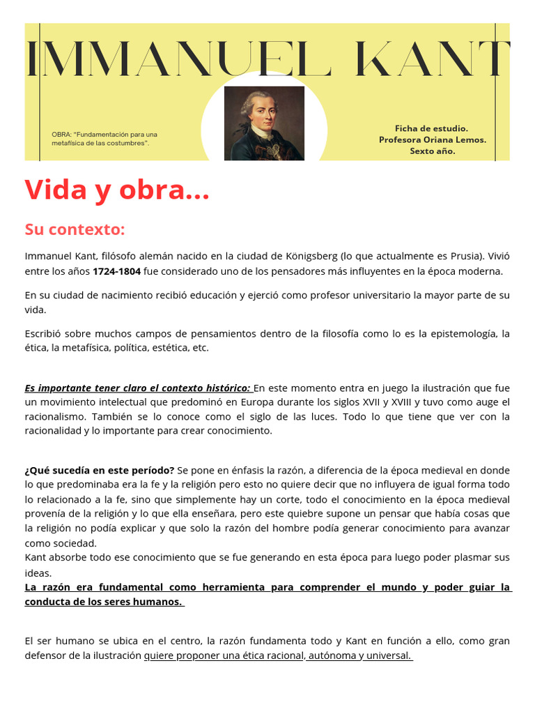 Ficha de Estudio Kant. | PDF