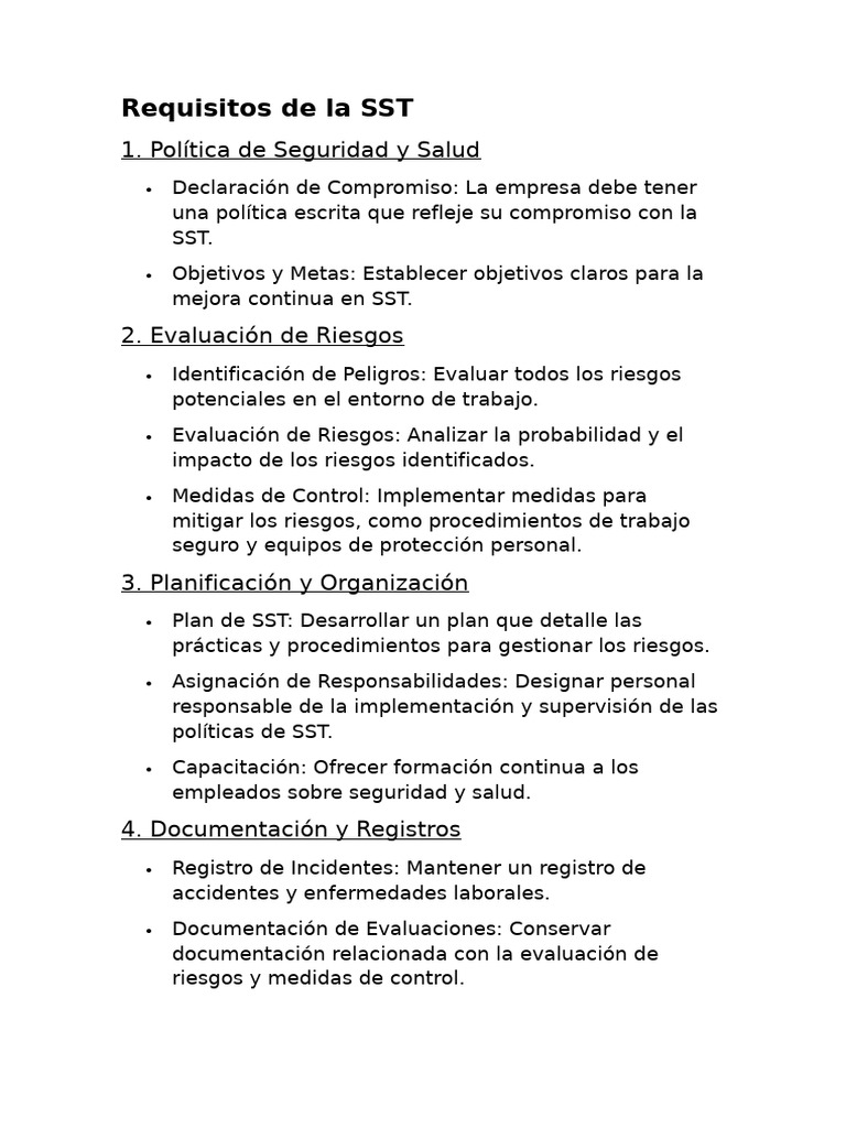 Requisitos de la SST | PDF