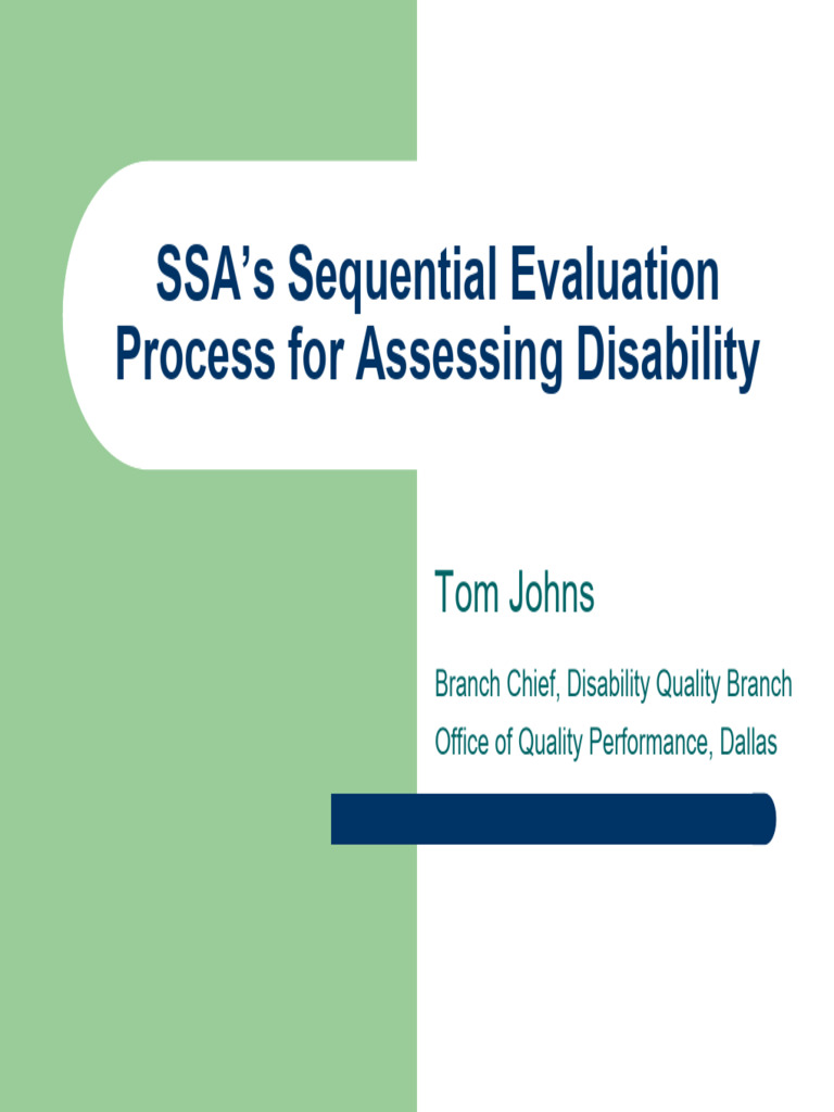 Social Security Administration. SSAs Sequential Evaluation | PDF