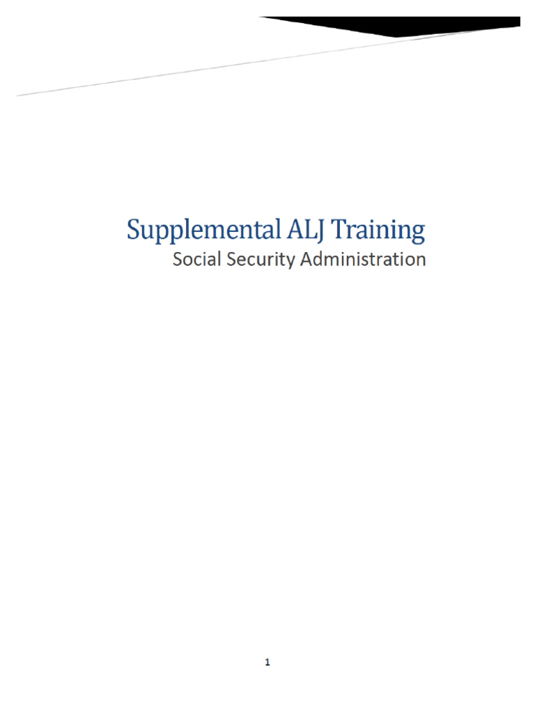 2017 - Supplemental ALJ Training Notebook | PDF