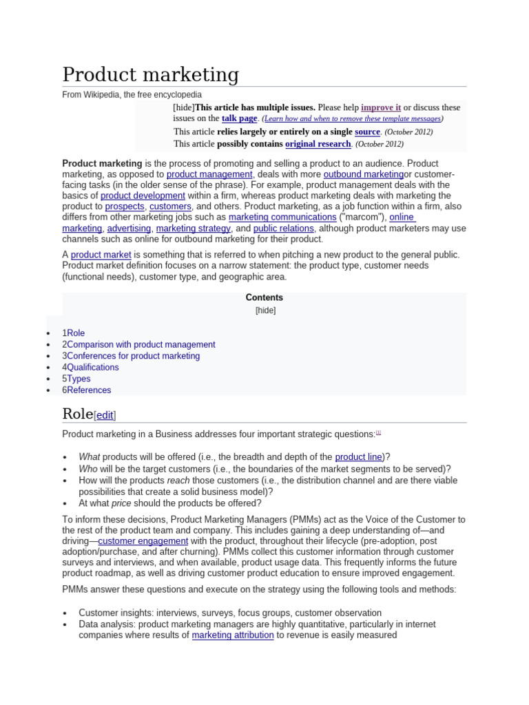 Product Marketing | PDF