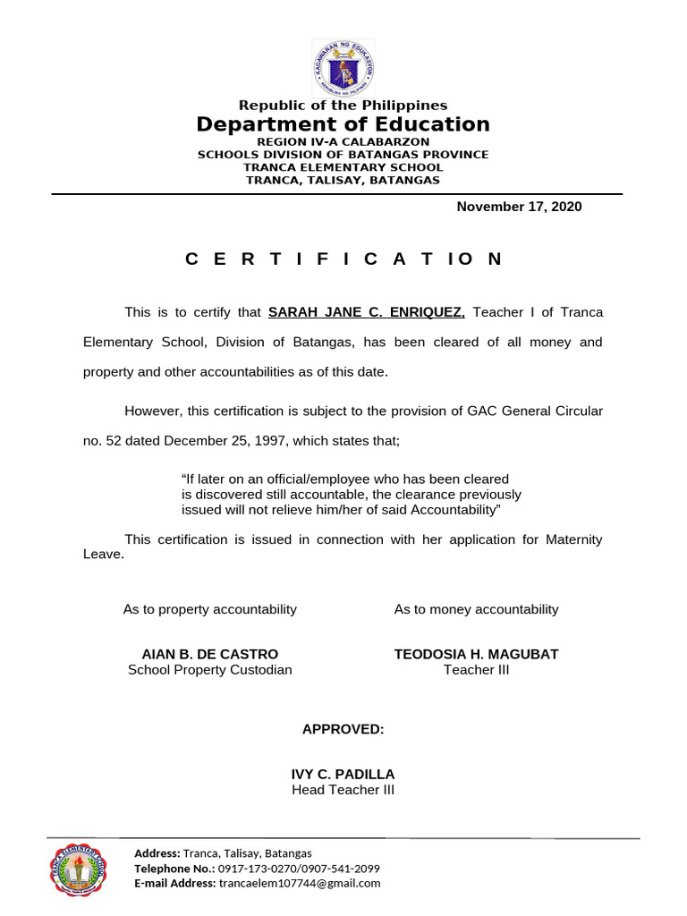 school clearance | PDF