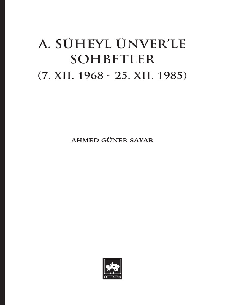 Suheyl Unver Sohbetler 1635163350 | PDF