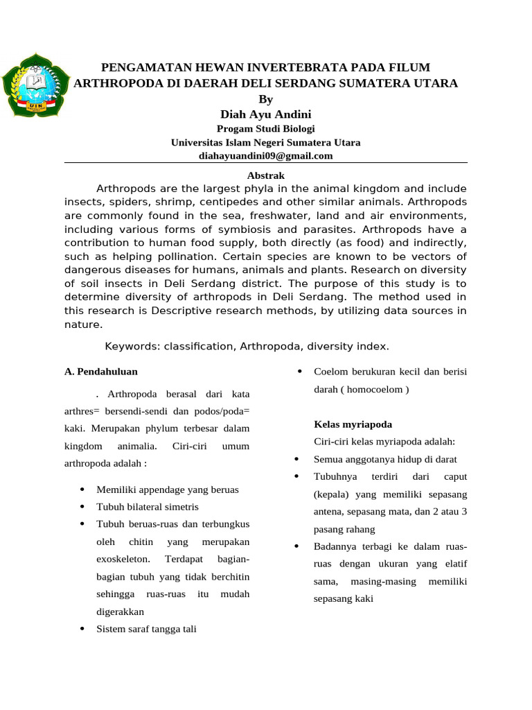 Jurnal Arthropoda Diah | PDF