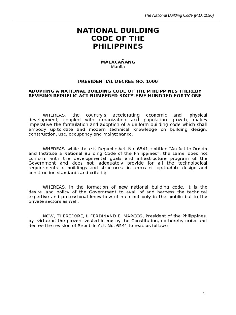 National Building Code of The Philippines: Malacañang | PDF