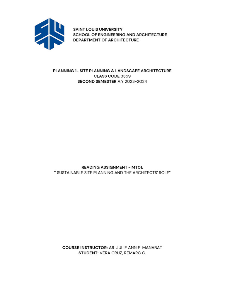 Planning RSW 1 | PDF
