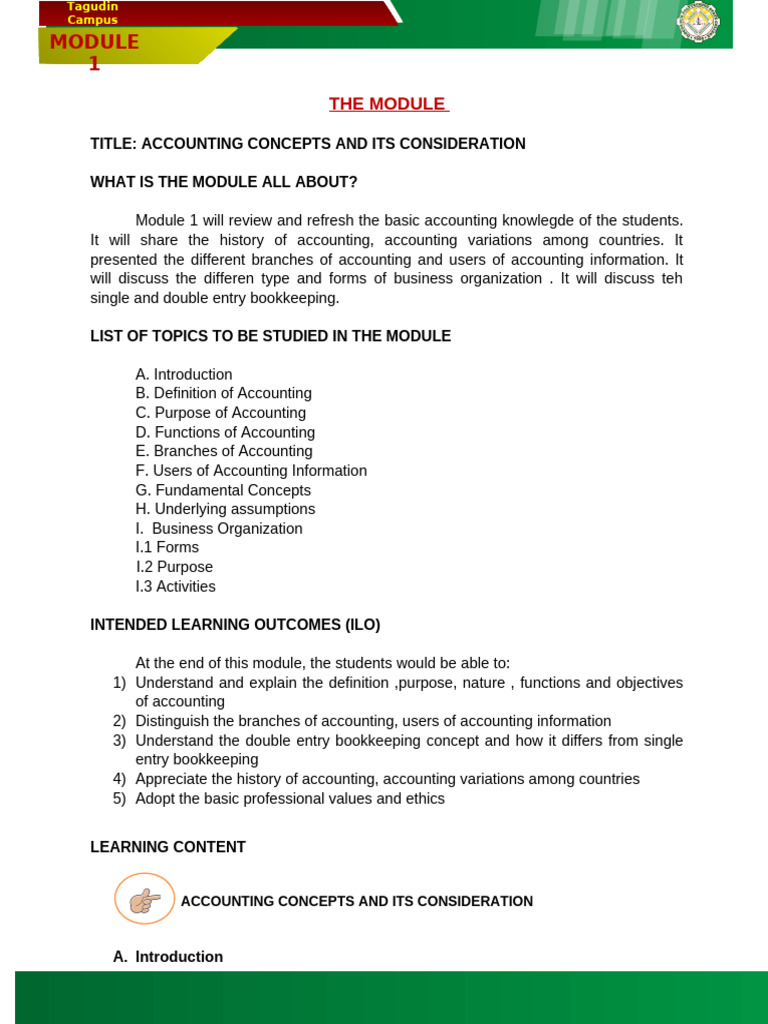 Final Module 1 Financial Accounting | PDF | Financial Statement | Going ...