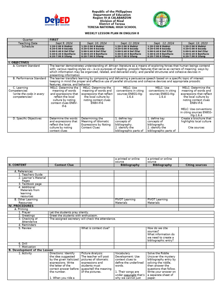 Eng8 WLP Week 7 | PDF | Bibliography