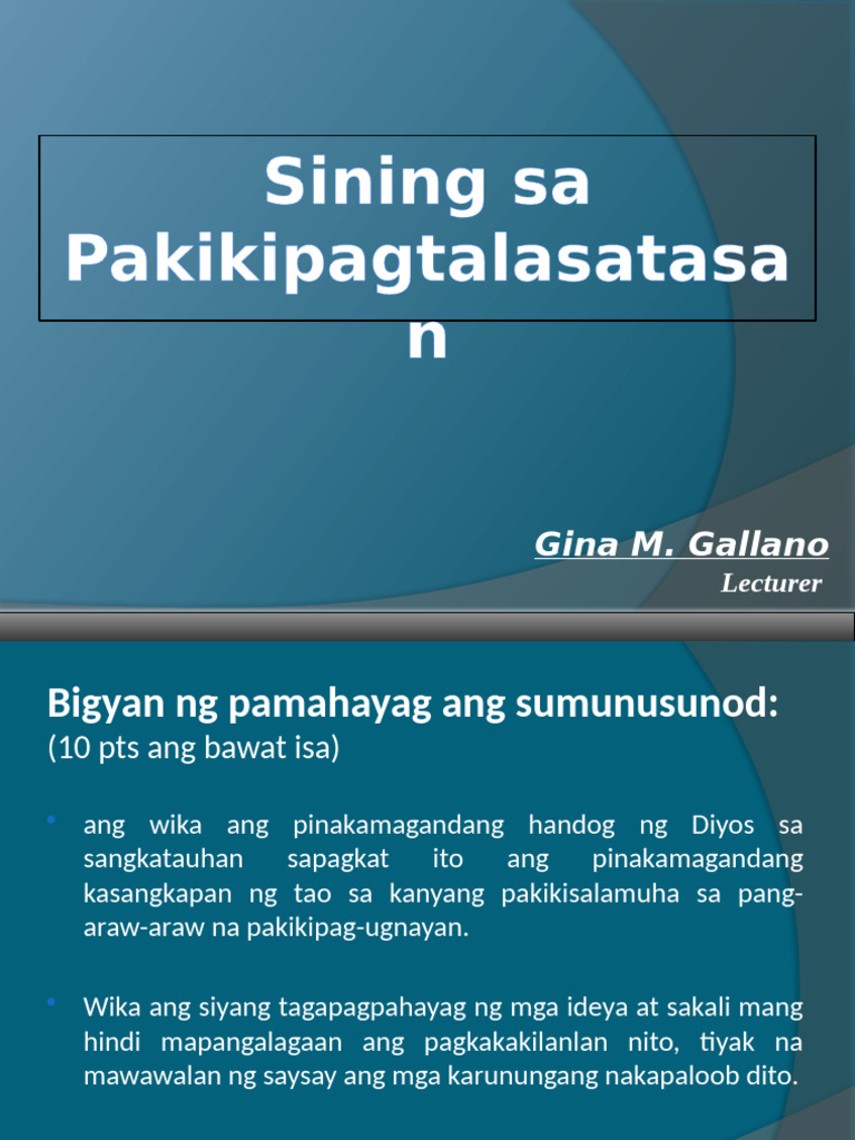Sining Sa Pakikipagtalastasan | PDF