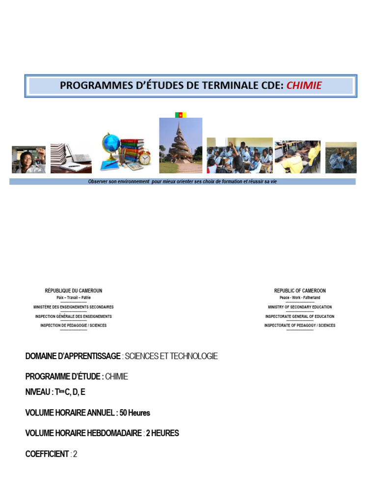 Programme Chimie Tle CDE Definitif | PDF