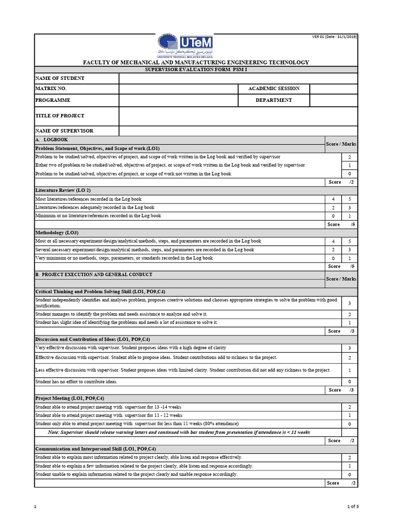 SPV Form PSM-1 V-19 | PDF