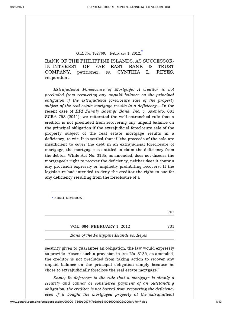 197. CIV2-BPI vs Reyes | PDF