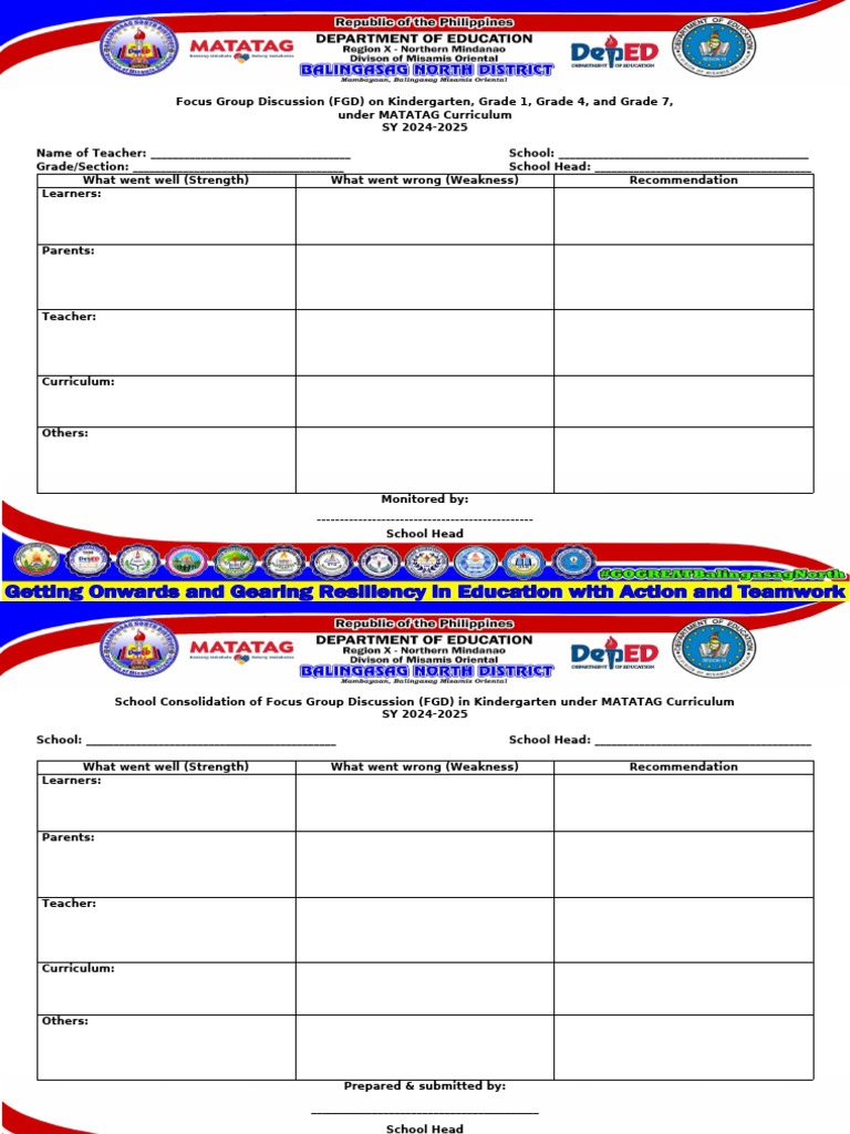 FGD District Implementation Plan Templates | PDF